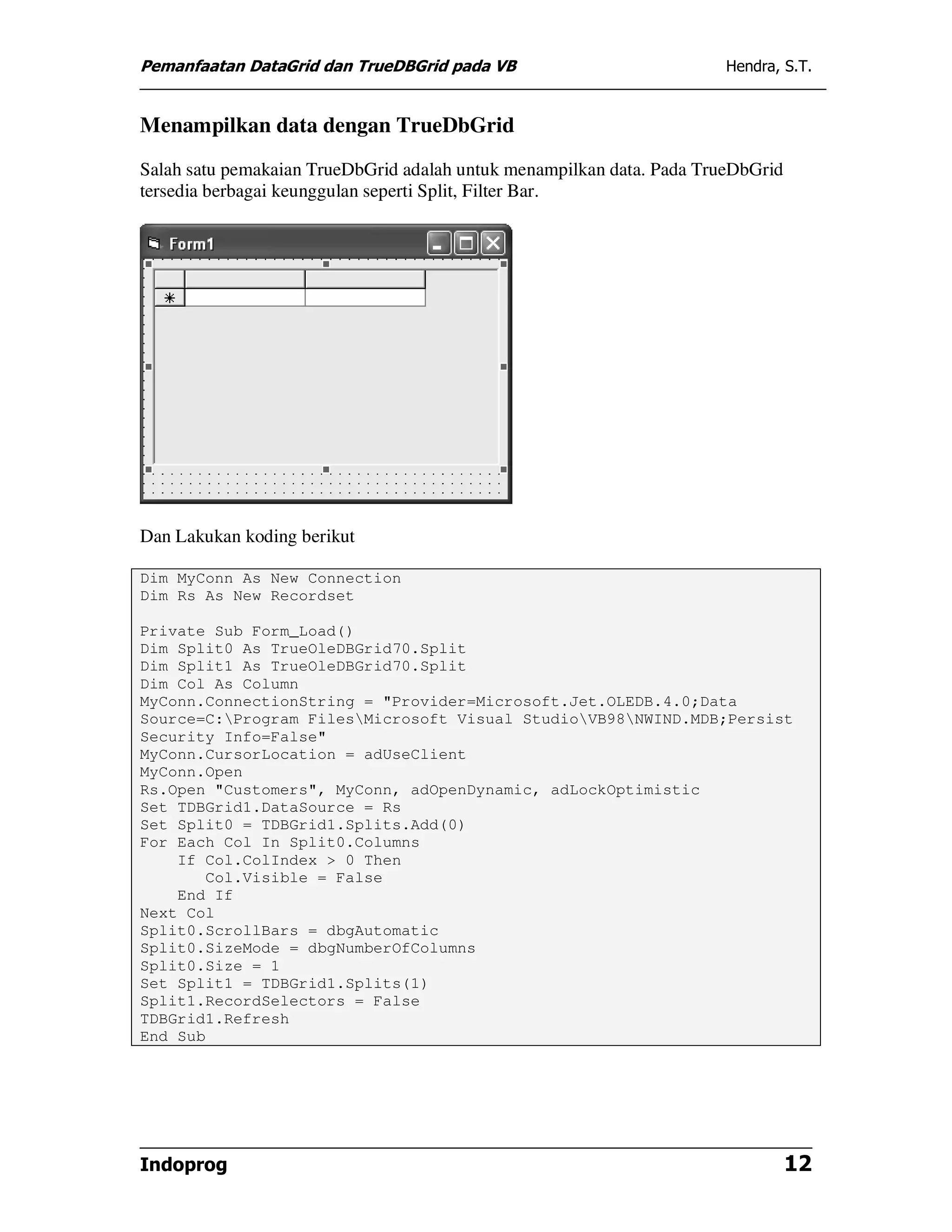 Pemanfaatan data grid dan truedb grid pada vb | PDF