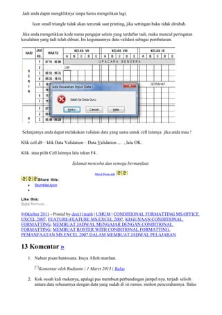 Membuat Jadwal dengan Excell 2007 | PDF