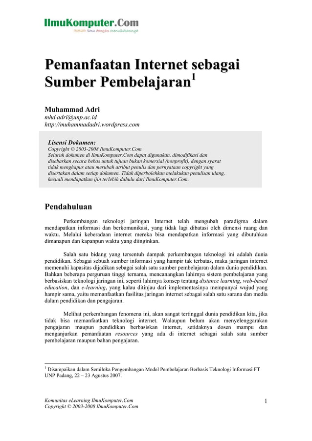 Pemanfaatan internet sebagai_sumber_pembelajaran | PDF