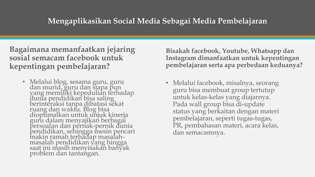 Pemanfaatan media sosial Sebagai Media Pembelajaran | PPTX
