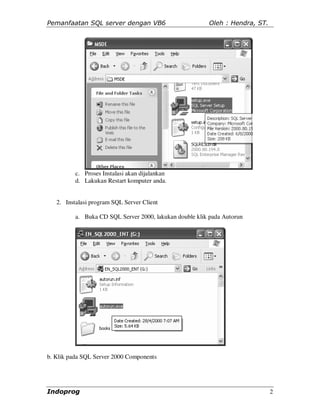 Pemanfaatan sql server dengan vb6 | PDF