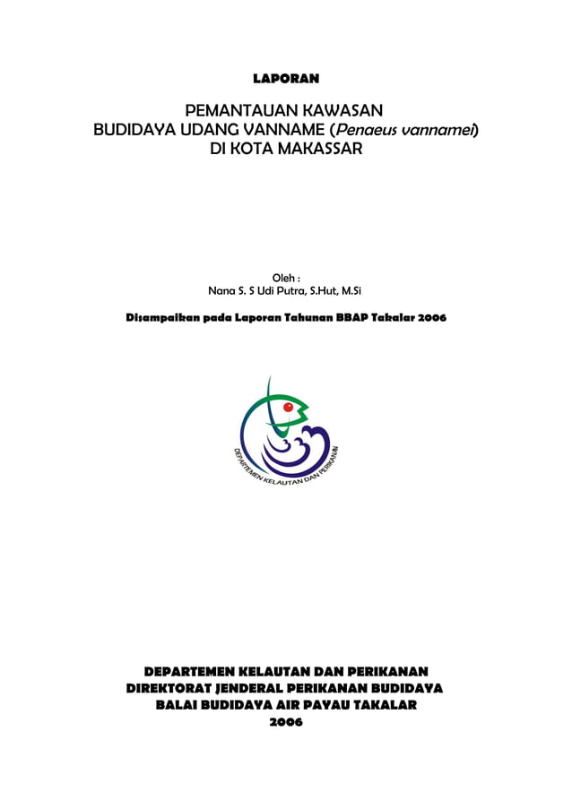 Pemantauan Budidaya Udang Vaname Sistem Tradisional Di Makassar Pdf