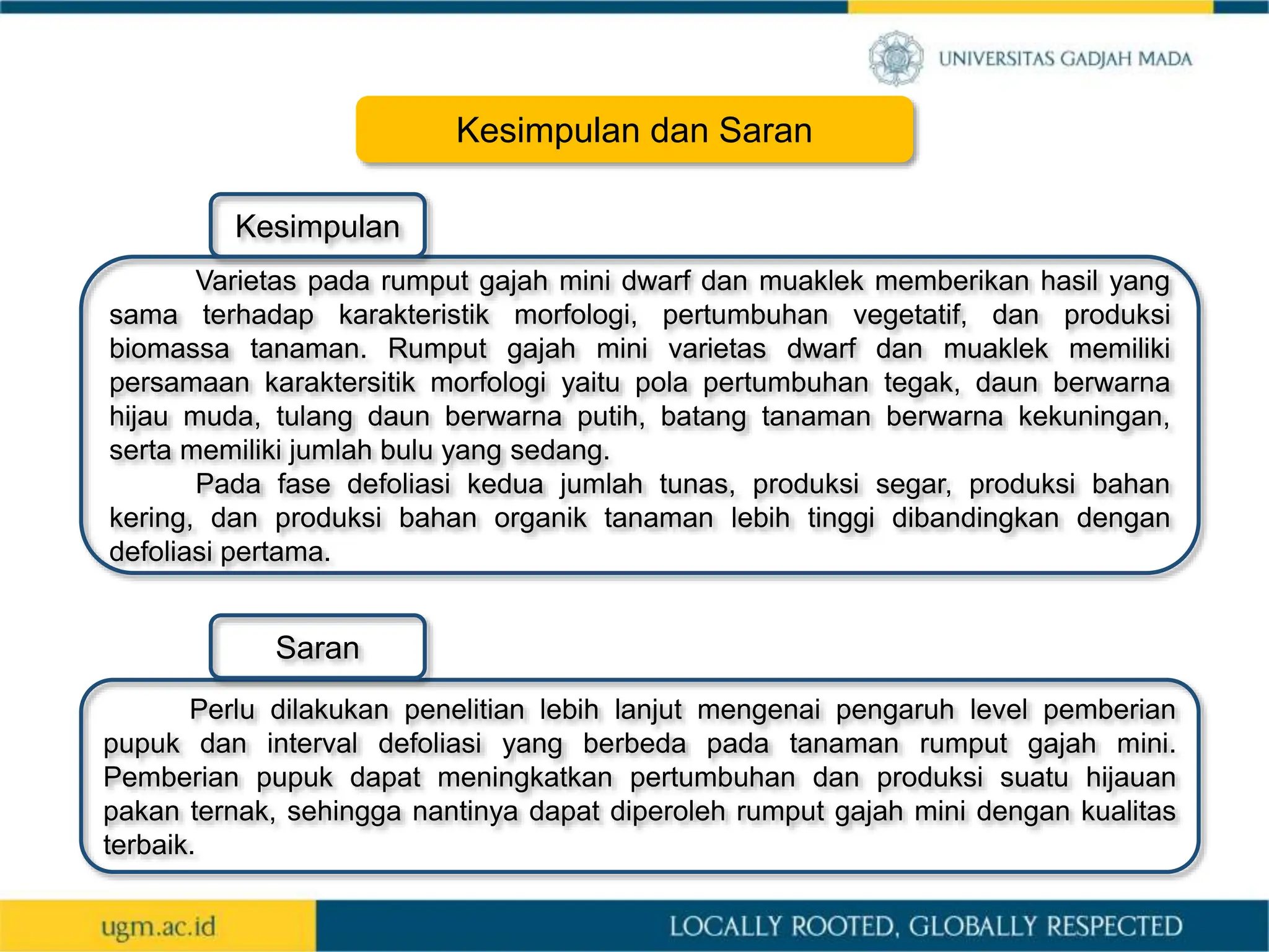 Karakteristik Morfologi, Pertumbuhan dan produktivitas Rumput Gajah ...