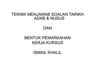 Pemarkahan kerja kursus adab | PPTX