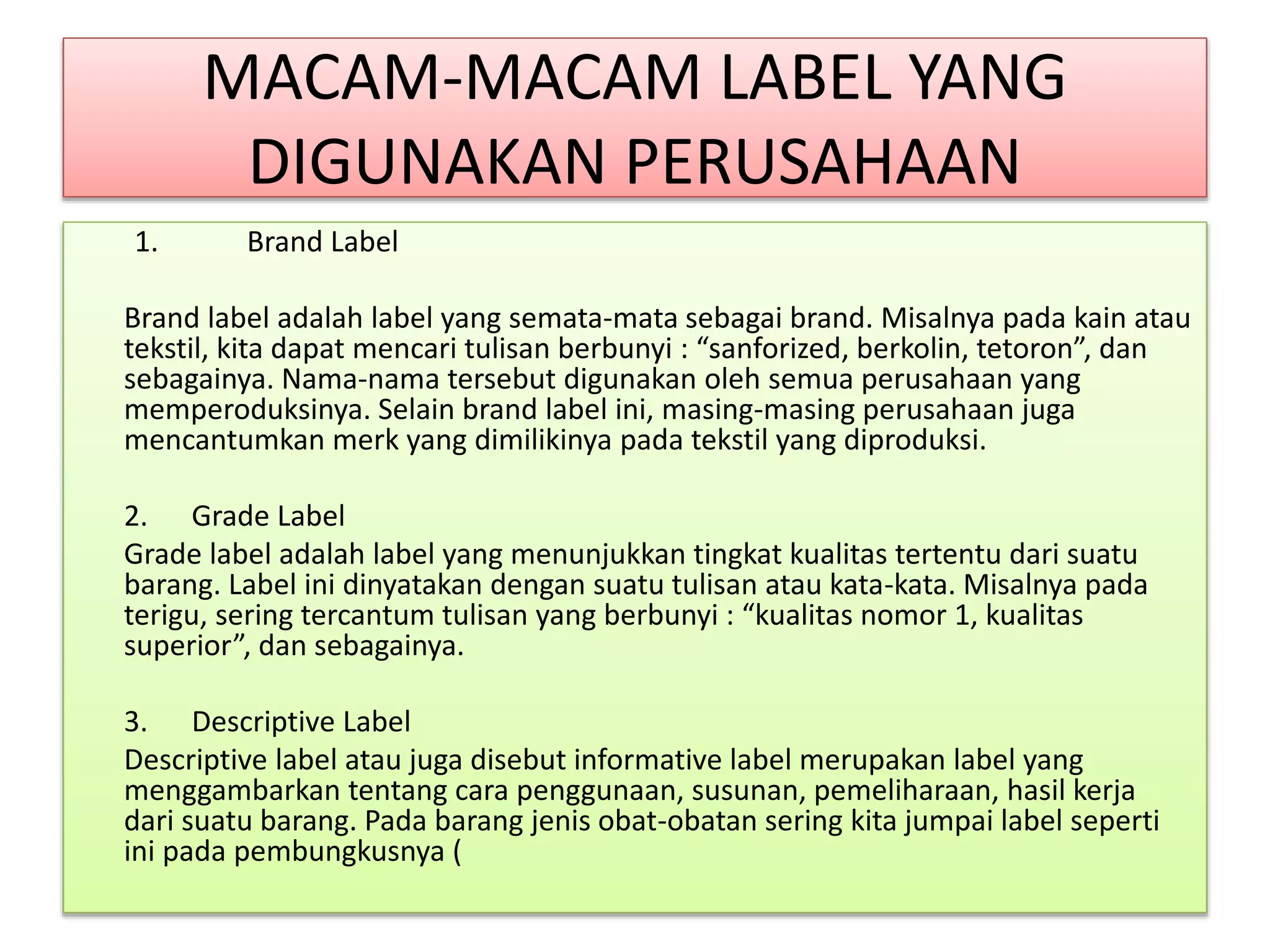 Pemasaran (merk pembungkus dan label) | PPTX