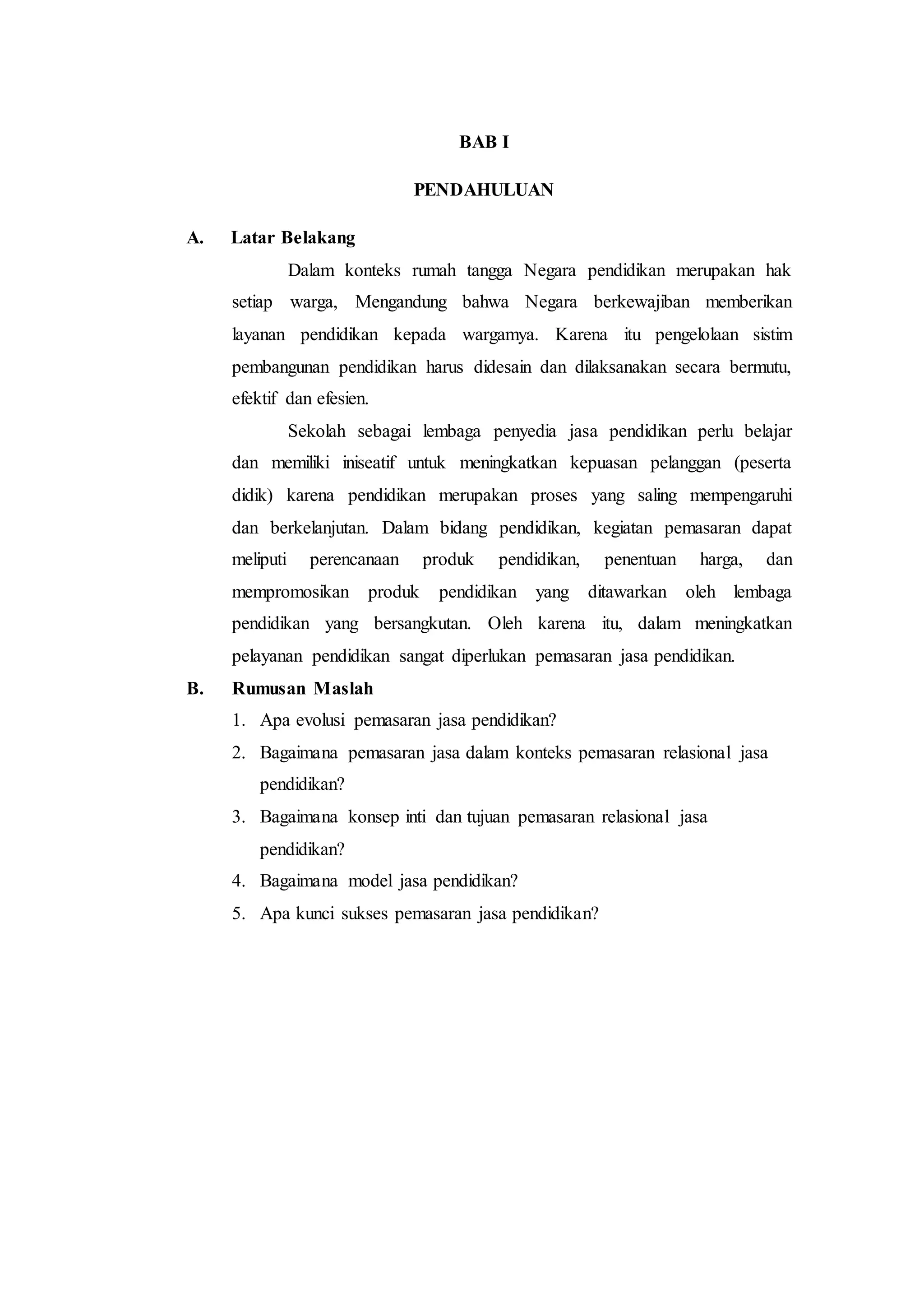 Pemasaran pendidikan kel 1 | DOCX