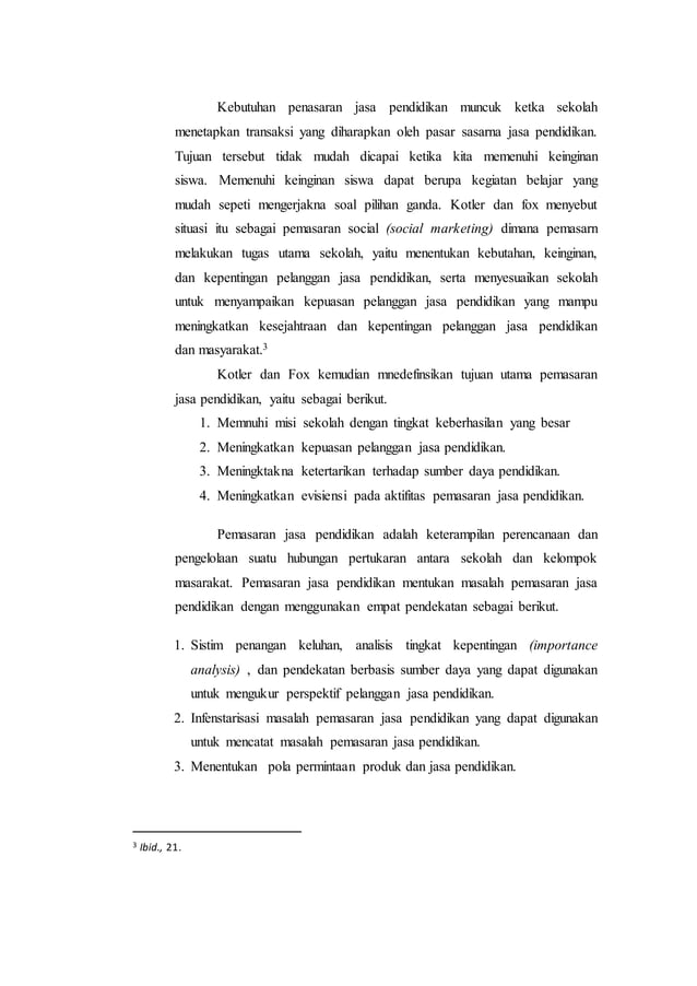 Pemasaran pendidikan kel 1 | DOCX