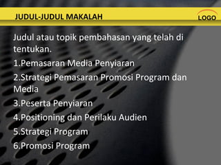 Pemasaran program tv dan radio | PPT