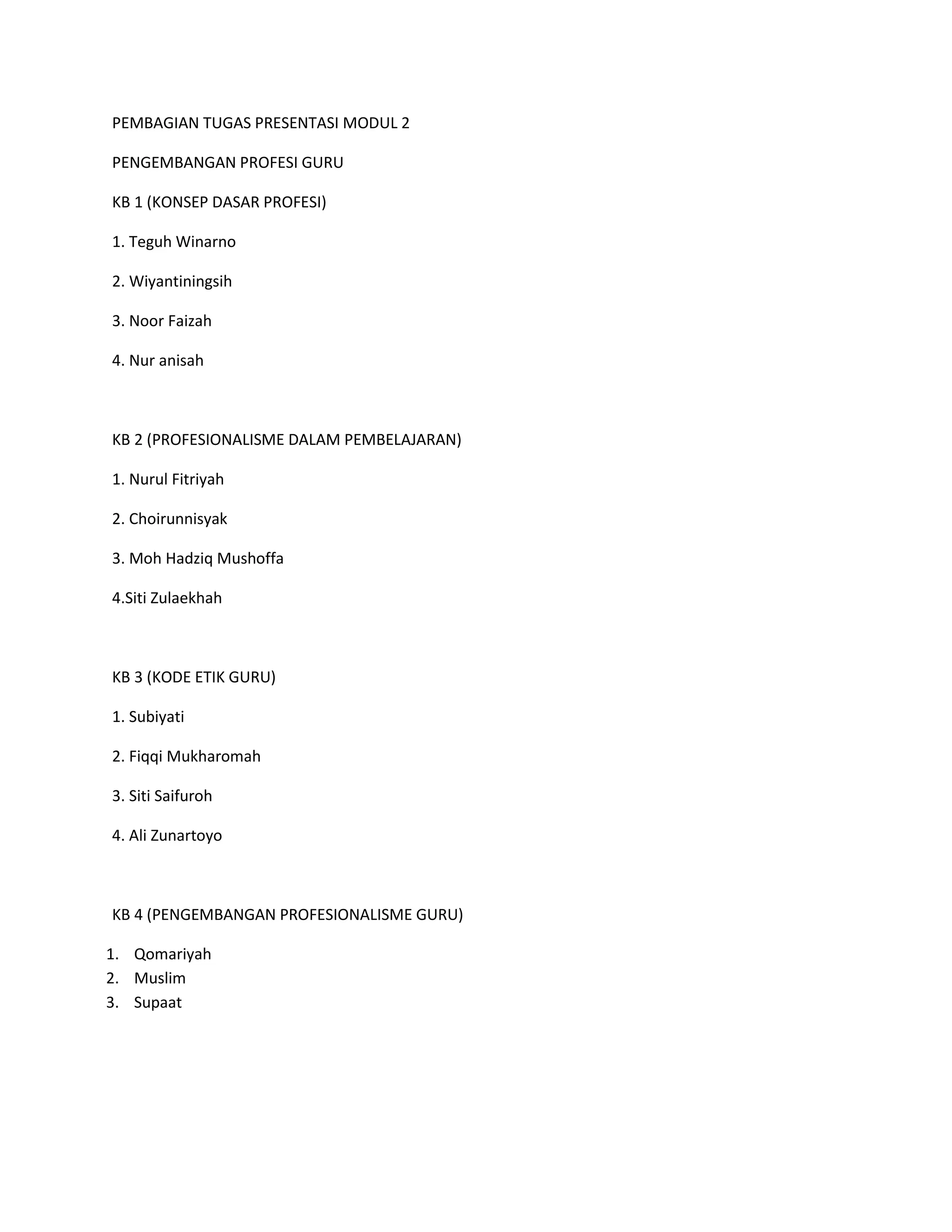 PEMBAGIAN TUGAS MODUL 2 PPG GURU PAI DALJAB | DOCX