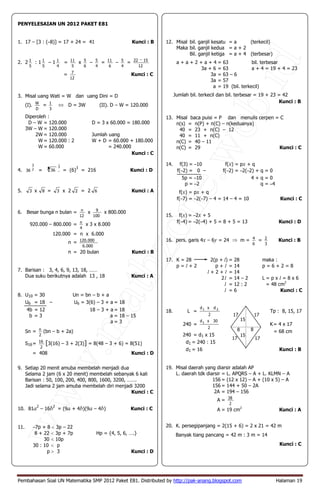 Pembahasan un-matematika-smp-2012 | PDF
