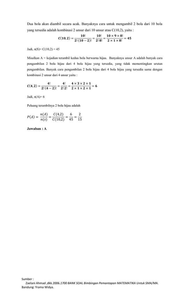 Pembahasan contoh soal peluang | PDF