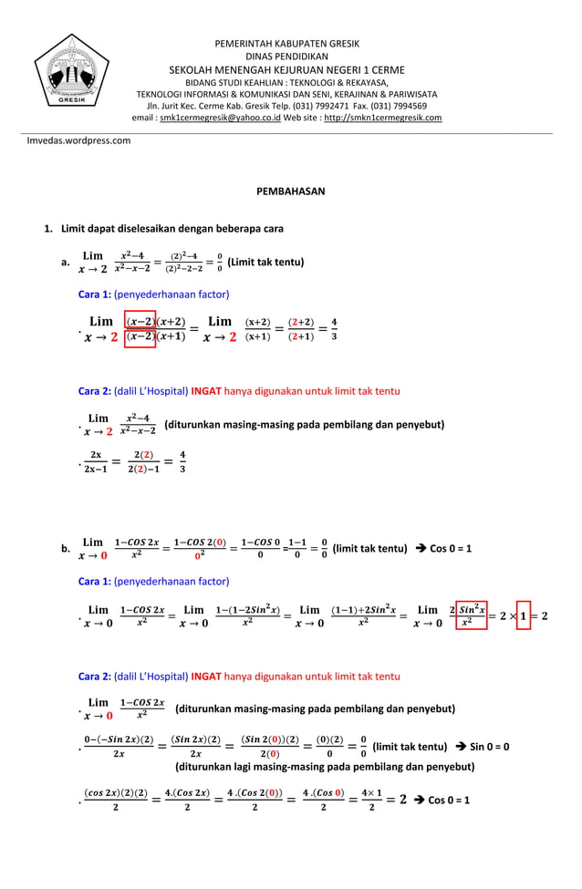 Pembahasan mid matematika xii | PDF