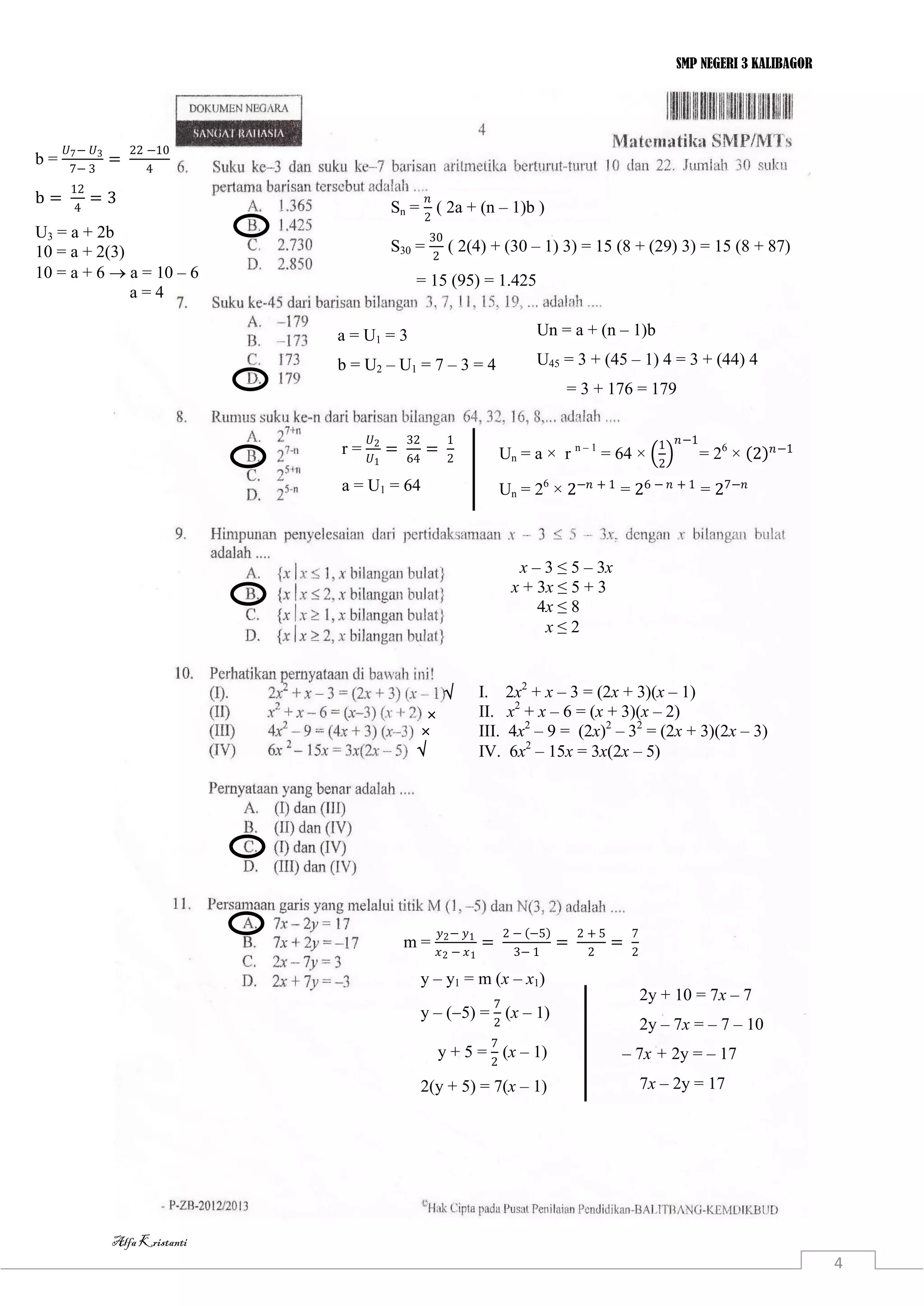 Pembahasan mtk un 2013 paket 04 | PDF
