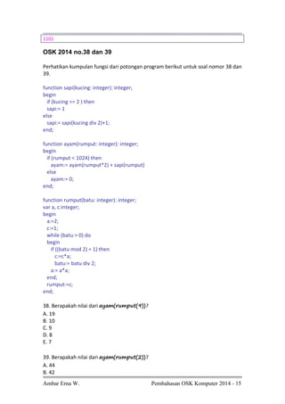 Pembahasan osk komputer sma 2014 - algoritma | PDF