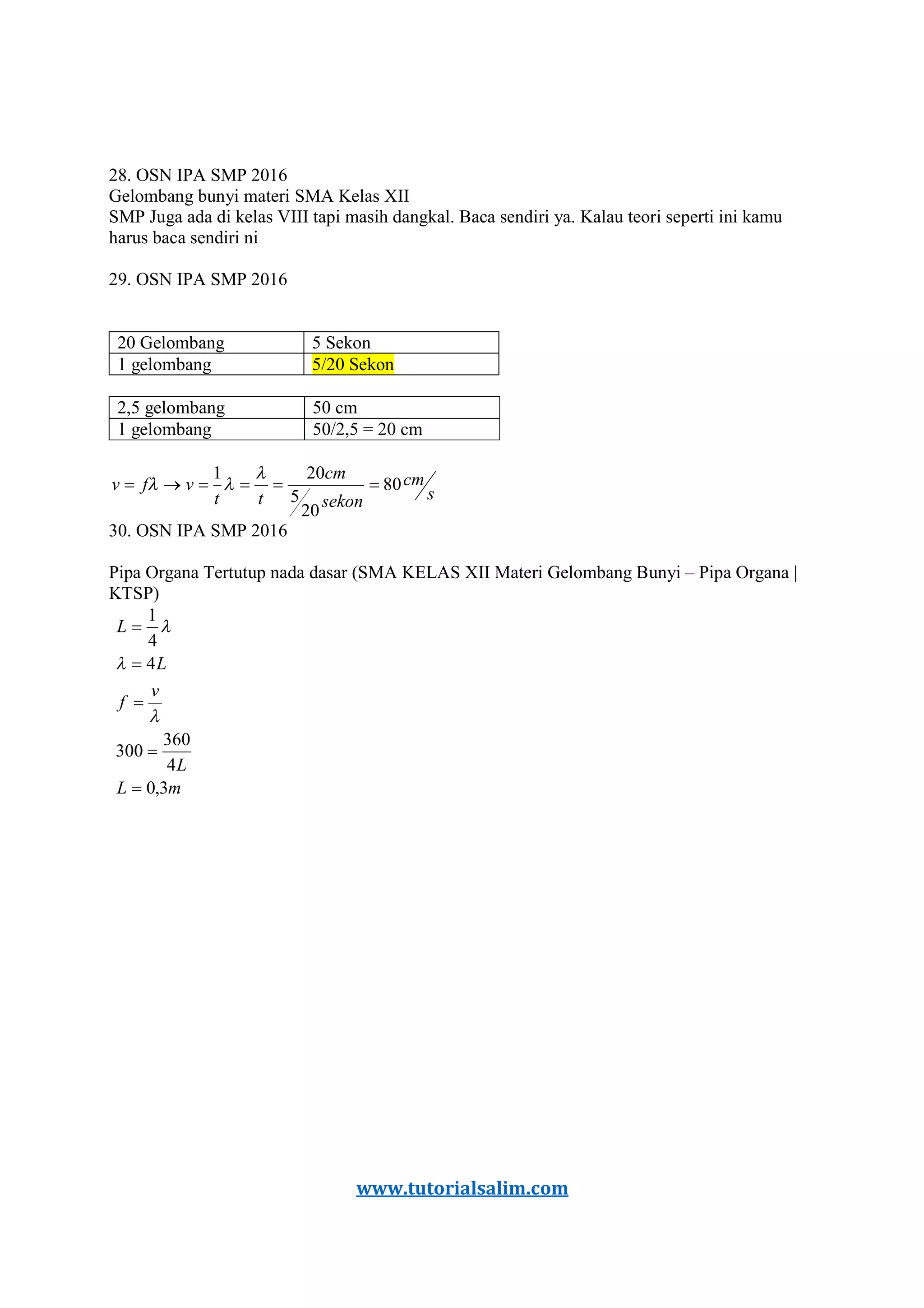Pembahasan osn ipa smp 2016 | PDF