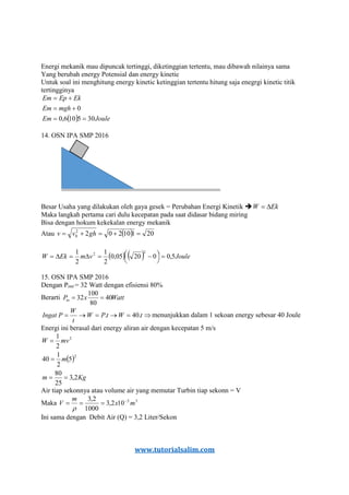 Pembahasan osn ipa smp 2016 | PDF