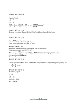 Pembahasan osn ipa smp 2016 | PDF