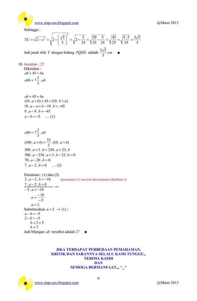 SOAL DAN PEMBAHASAN OLIMPIADE 3 | PDF