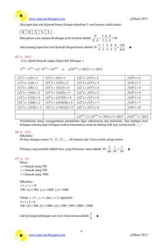 Pembahasan osn matematika smp 2012 pilihan ganda tingkat kabupaten | PDF