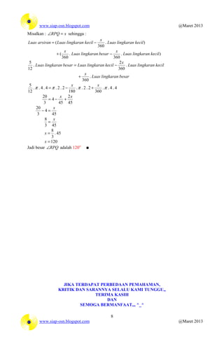 Pembahasan osn matematika smp 2012 pilihan ganda tingkat kabupaten | PDF