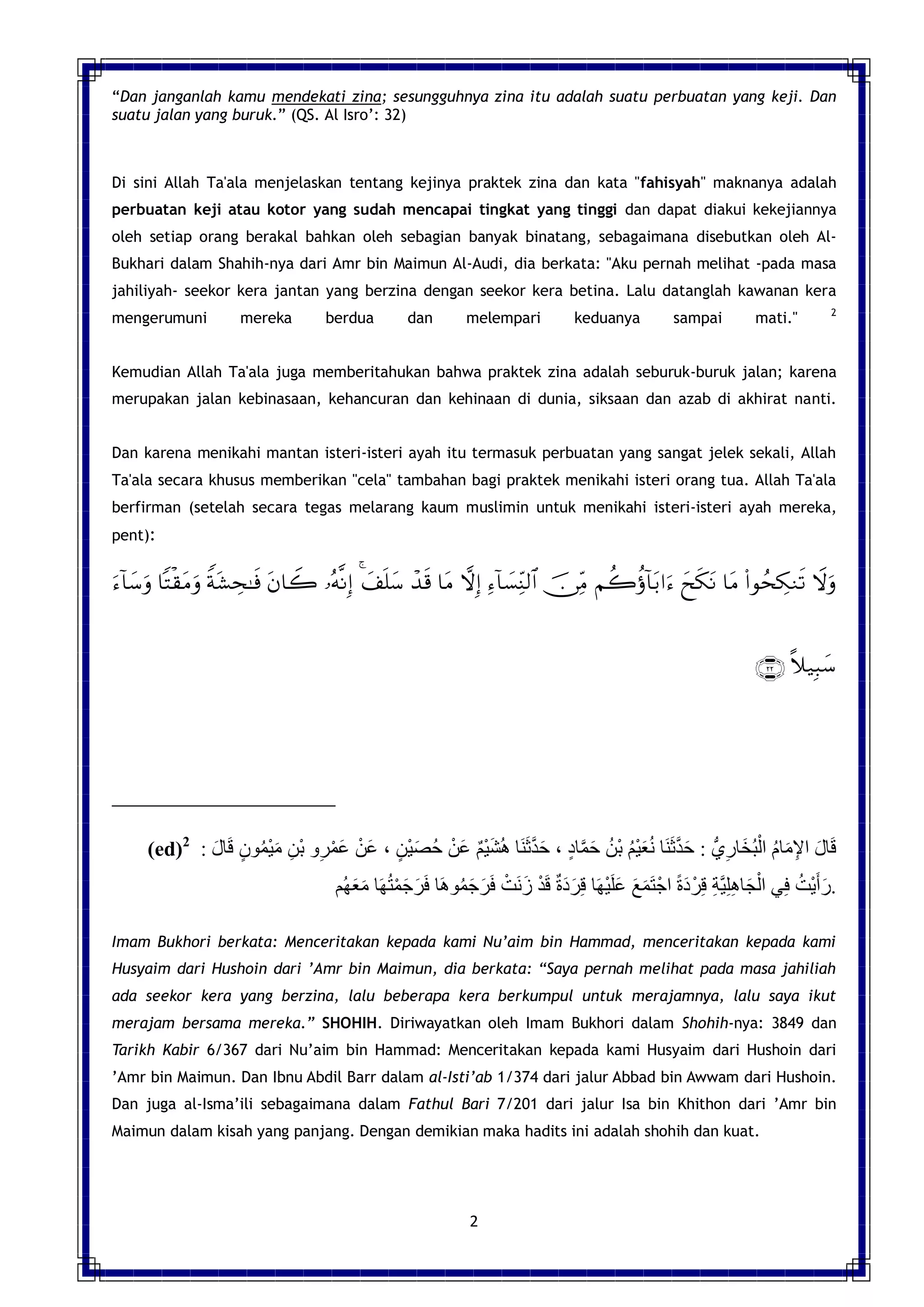 Pembahasan ringkas tentang zina | PDF