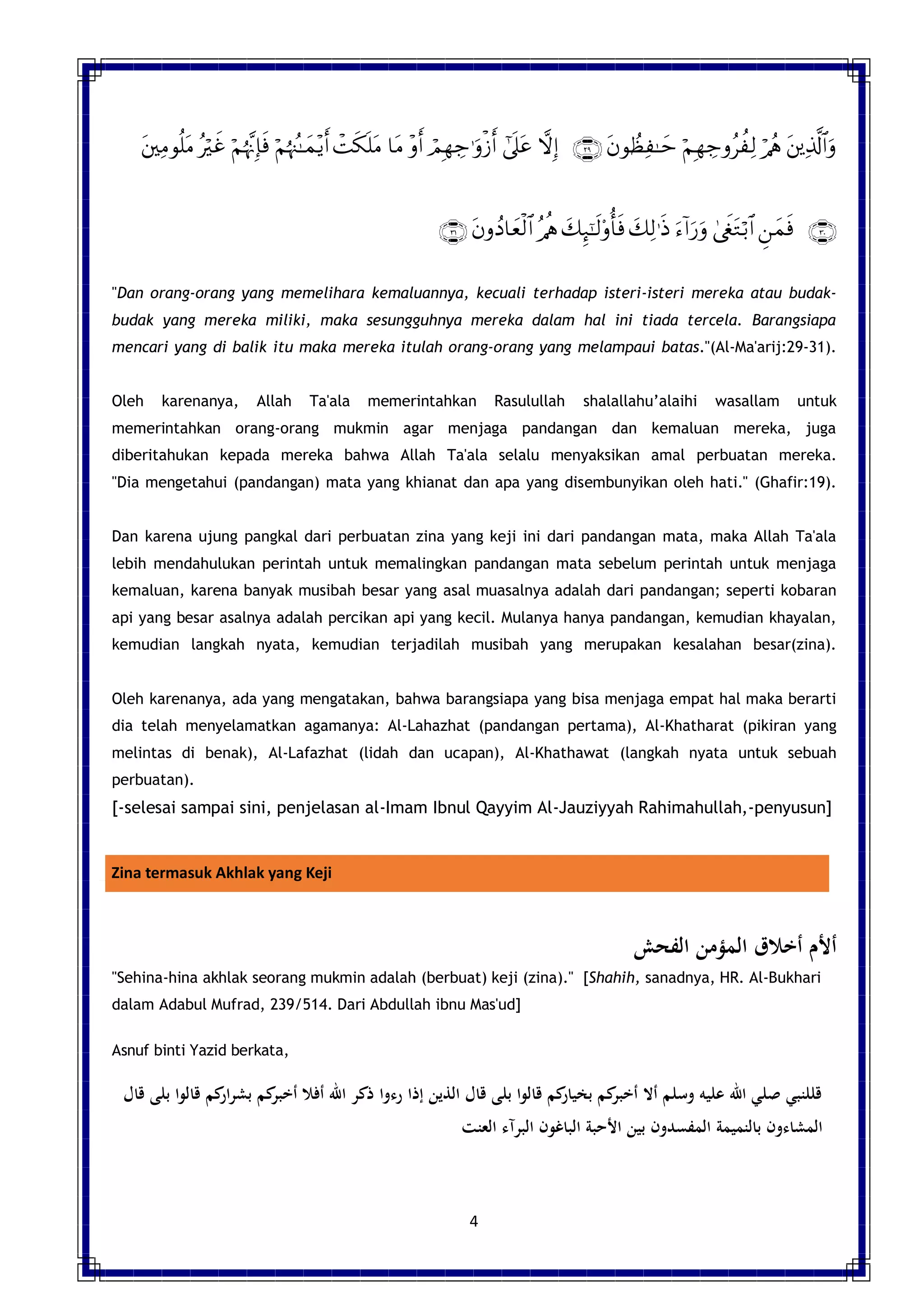 Pembahasan ringkas tentang zina | PDF