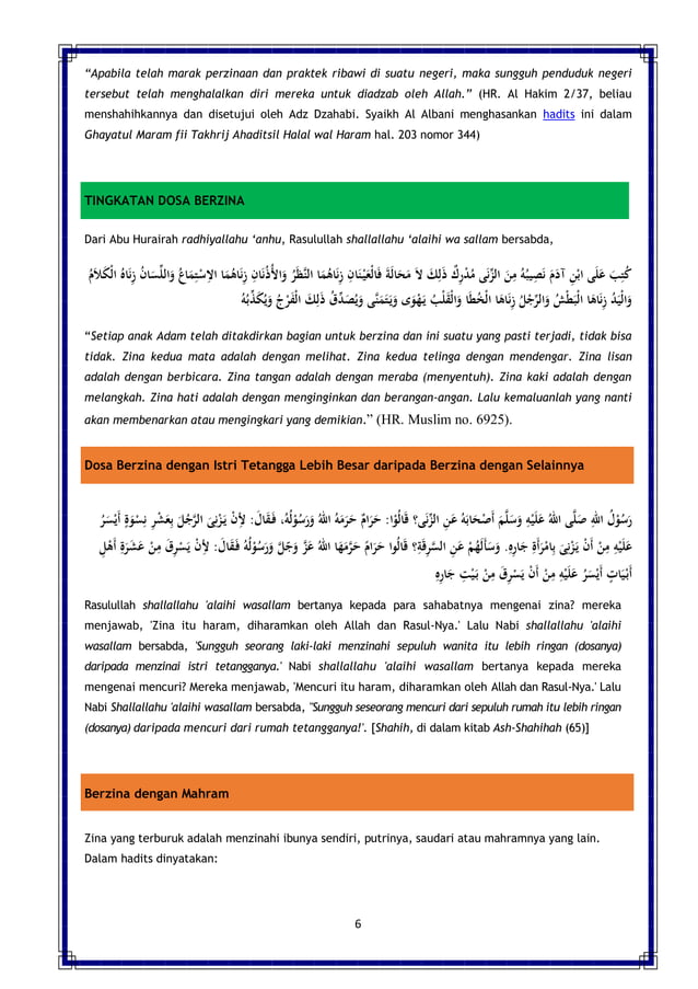 Pembahasan ringkas tentang zina | PDF