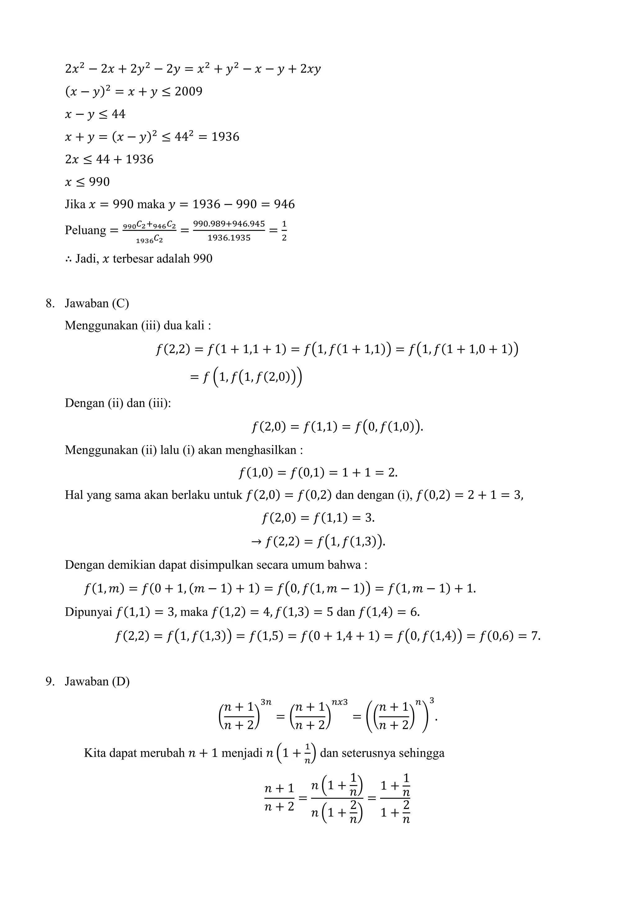 pembahasan soal saintek matematika pada seleksi bersama perguruan tinggi negeri | PDF