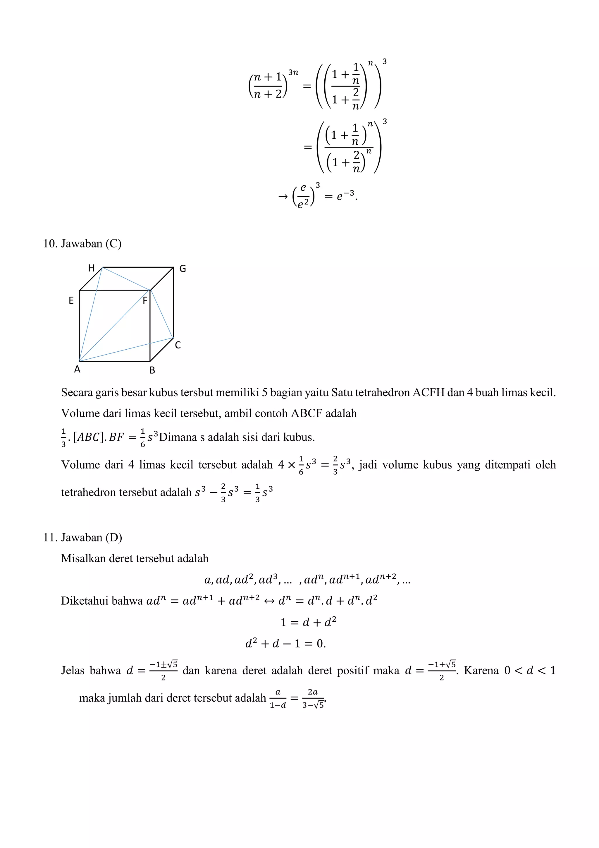 pembahasan soal saintek matematika pada seleksi bersama perguruan tinggi negeri | PDF