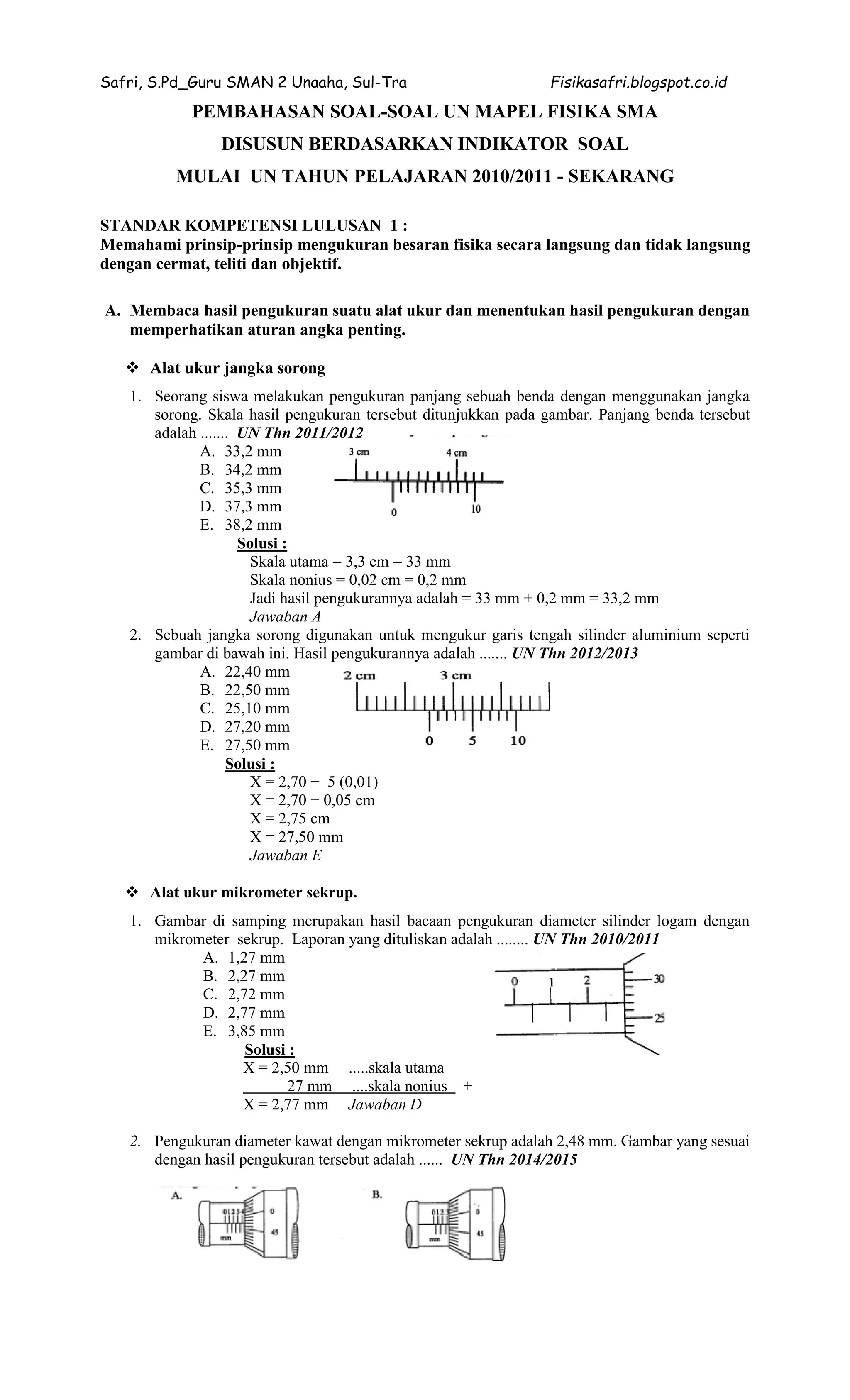 Pembahasan Soal UN Fisika SMA | PDF