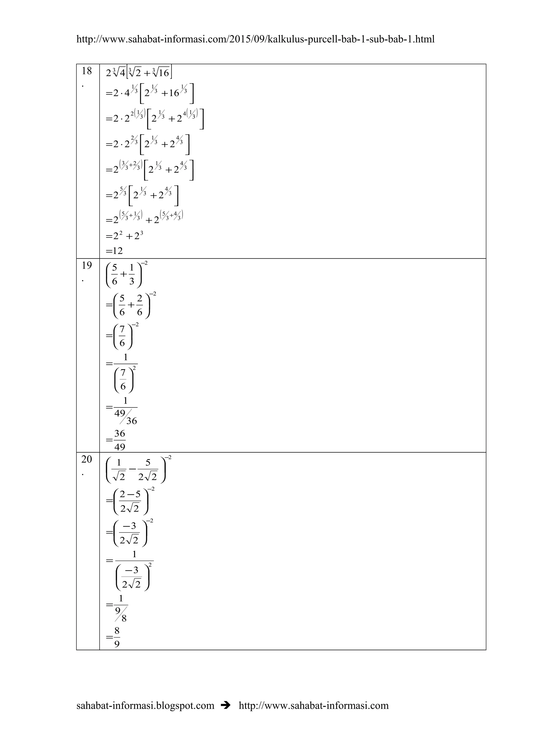 Pembahasan soal kalkulus pada buku karangan edwin j. purcell dan dale ...