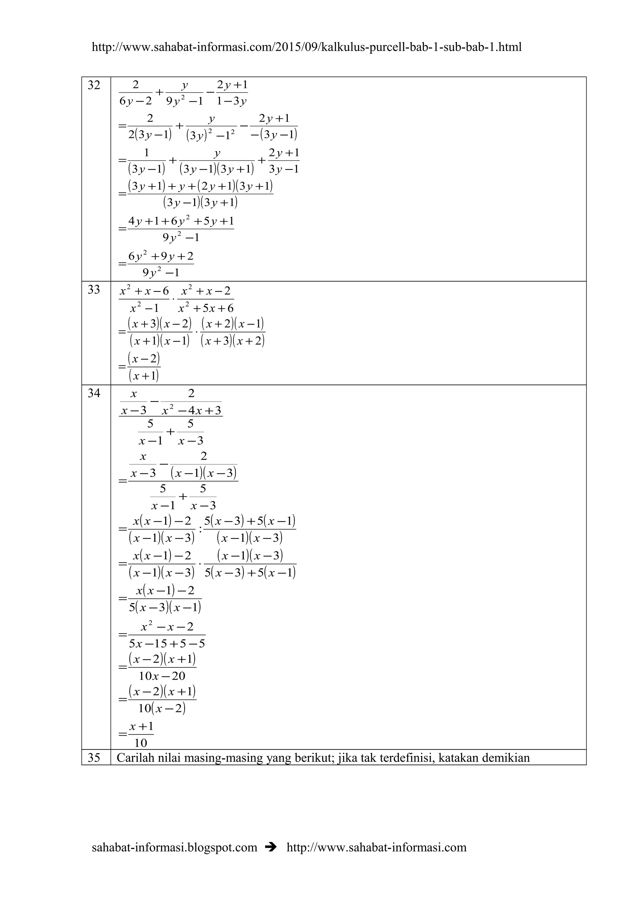 Pembahasan soal kalkulus pada buku karangan edwin j. purcell dan dale ...