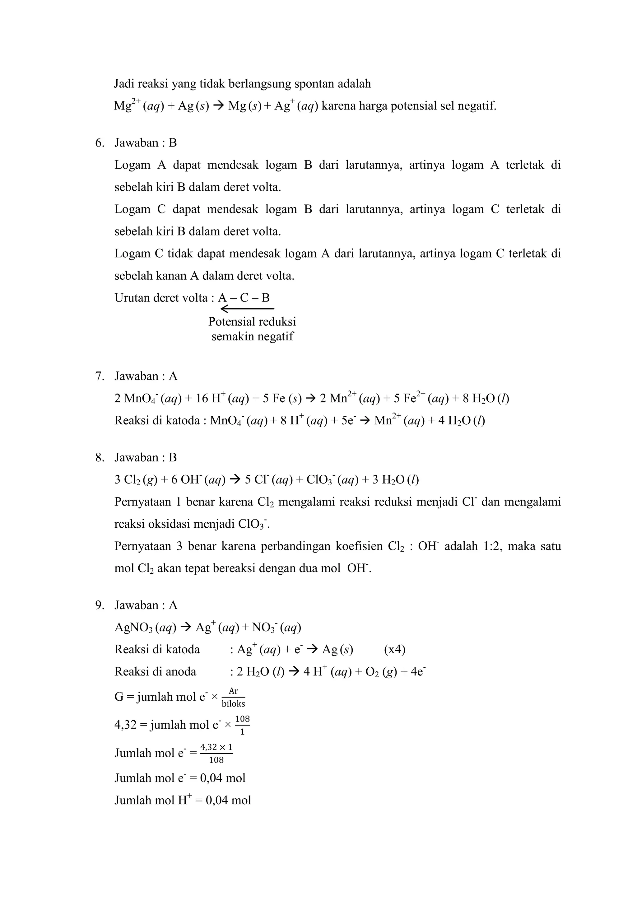Pembahasan soal redoks dan elektrokimia | PDF