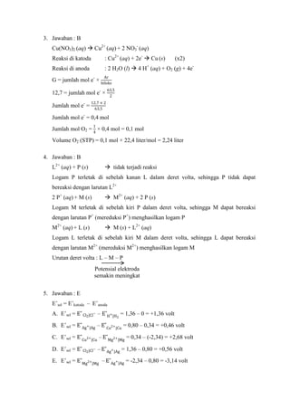 Pembahasan soal redoks dan elektrokimia | PDF