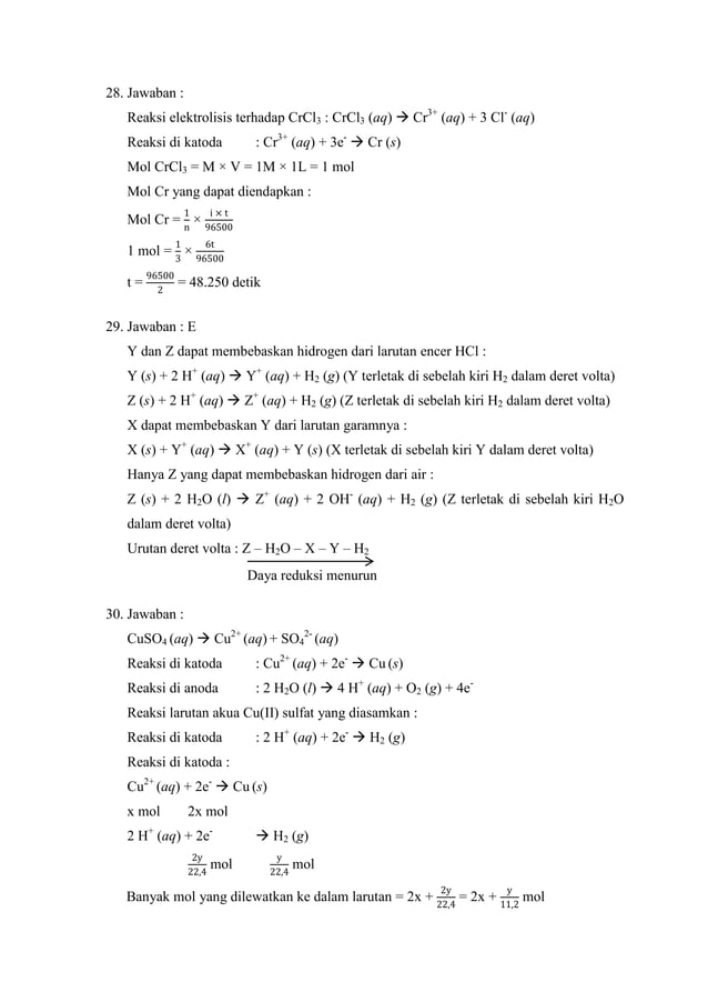Pembahasan soal redoks dan elektrokimia | PDF