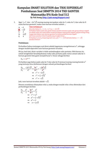 Pembahasan soal sbmptn 2014 matematika ipa kode 512 | PDF