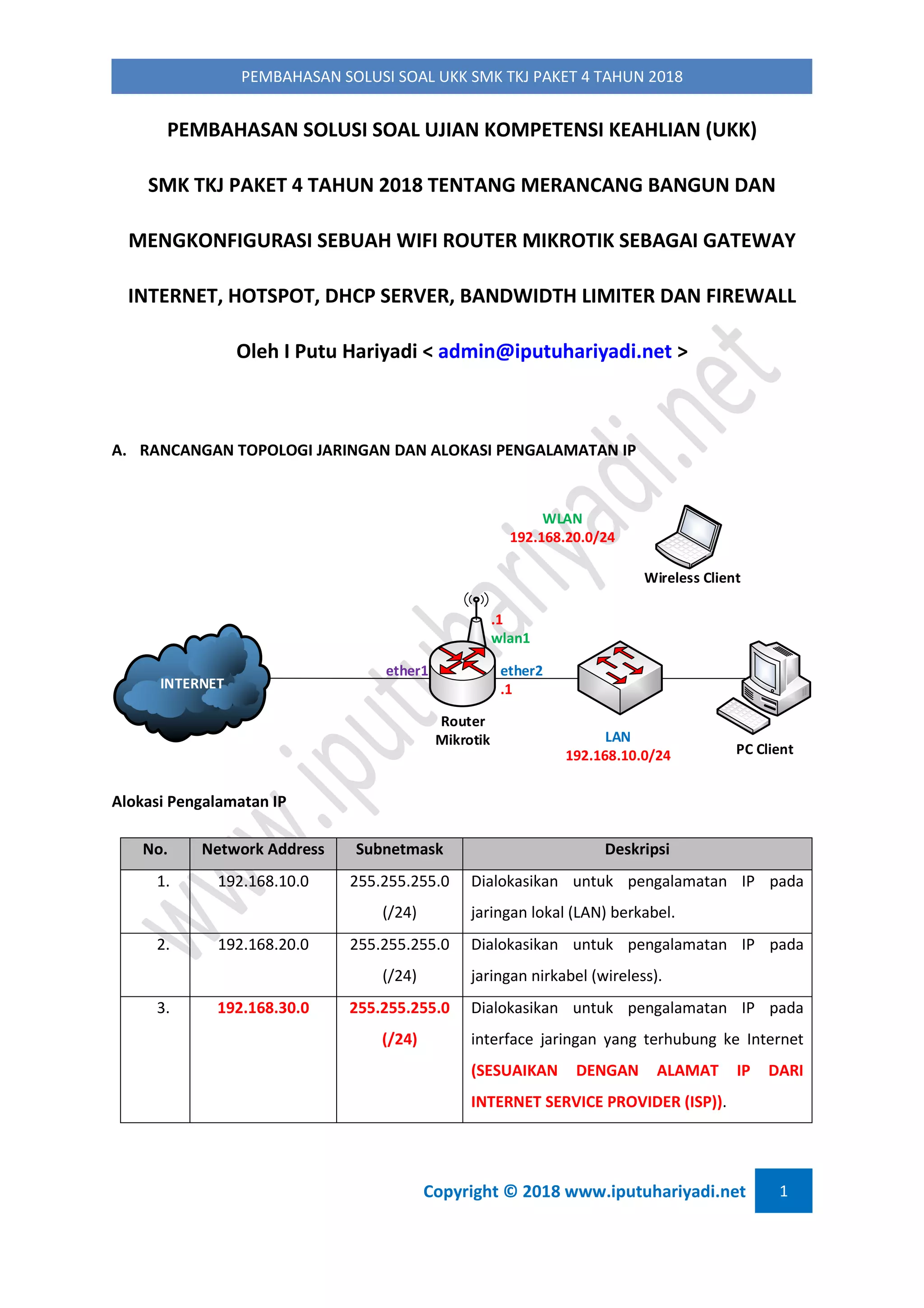 Pembahasan Soal UKK SMK TKJ Paket 4 Tahun 2018 | PDF
