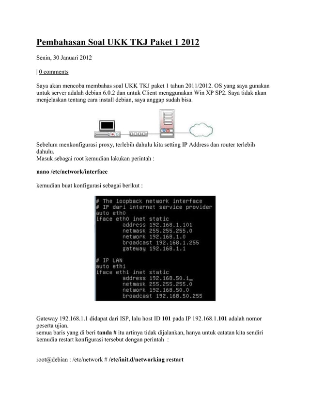 Pembahasan soal ukk tkj paket 1 2012 | PDF