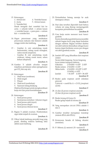 Pembahasan soal un biologi sma 2010 ryan akbar | PDF