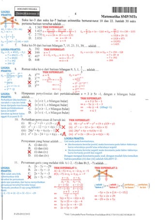 Pembahasan soal un matematika smp 2013 paket 1 | PDF