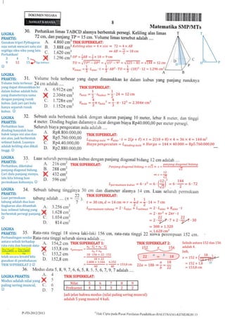 Pembahasan soal un matematika smp 2013 paket 1 | PDF