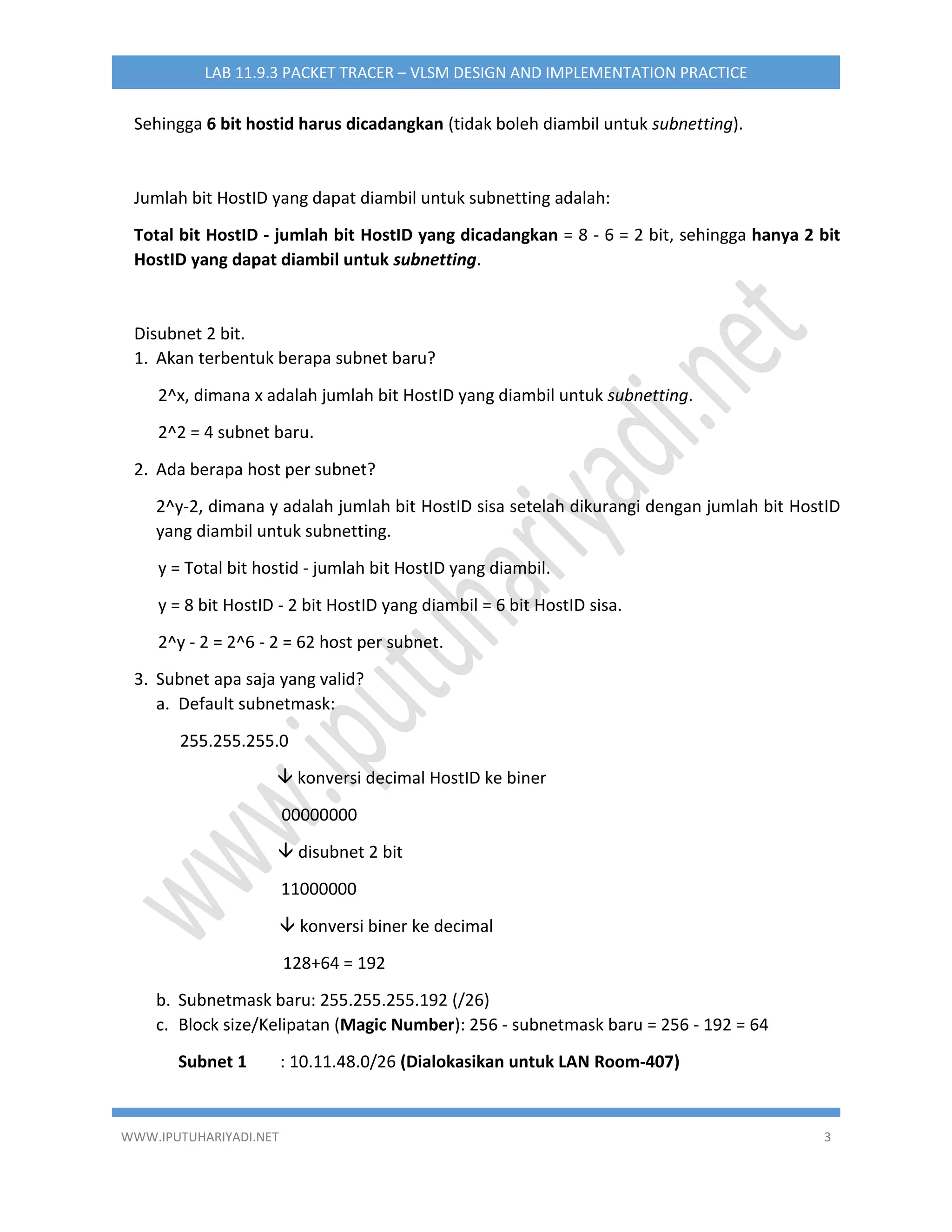 Pembahasan Solusi Perhitungan VLSM untuk Lab 11.9.3 Packet Tracer - VLSM Design and ...