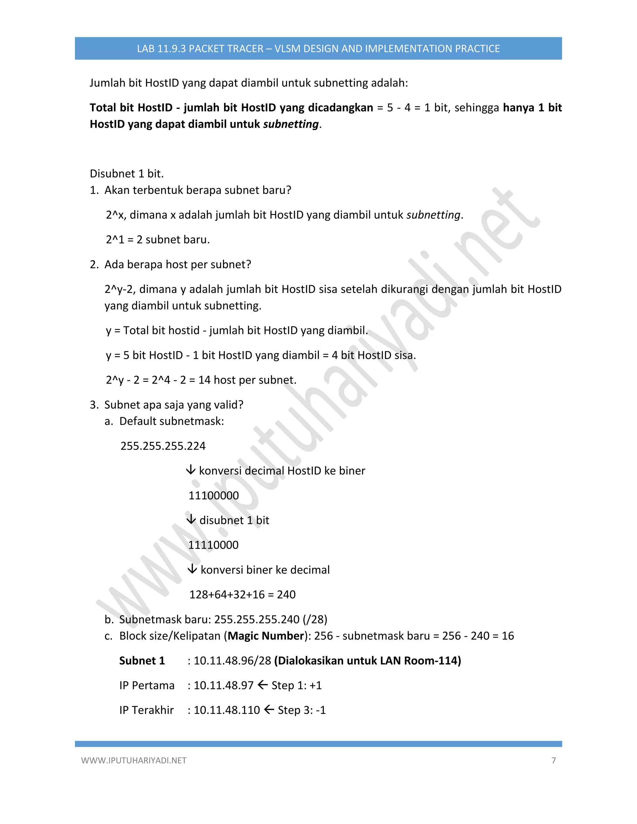 Pembahasan Solusi Perhitungan VLSM untuk Lab 11.9.3 Packet Tracer - VLSM Design and ...