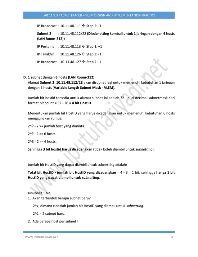 Pembahasan Solusi Perhitungan VLSM untuk Lab 11.9.3 Packet Tracer - VLSM Design and ...