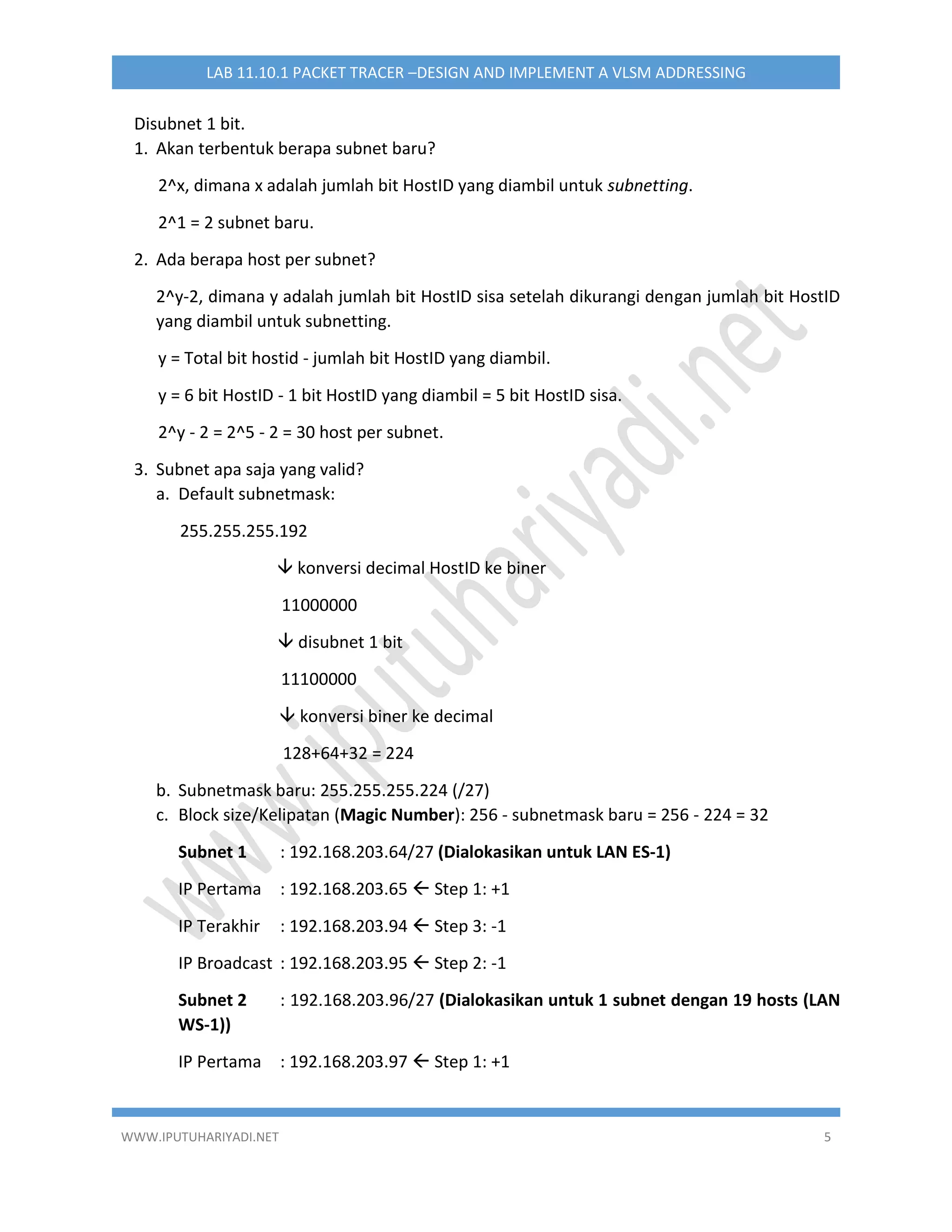 Pembahasan Solusi Perhitungan VLSM untuk Lab 11.10.1 Packet Tracer - Design and Implement a VLSM ...