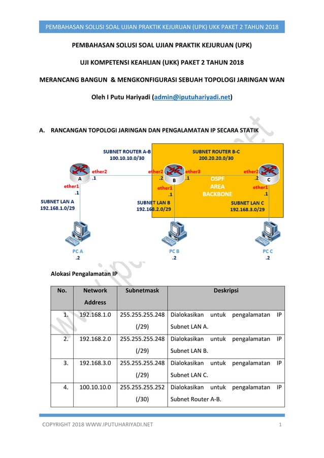 Pembahasan Solusi Soal UKK SMK TKJ Paket 2 Tahun 2018 | PDF
