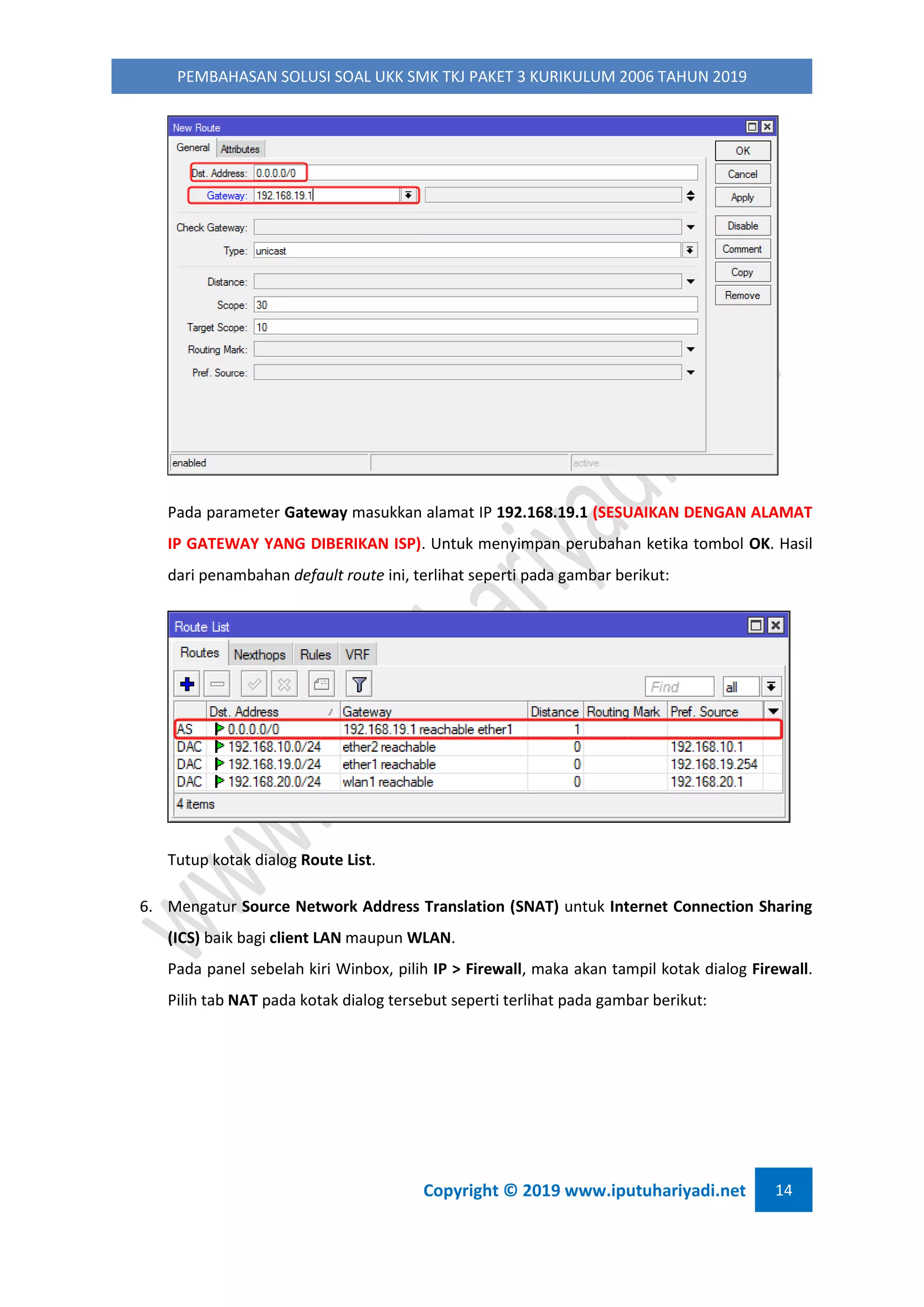 Pembahasan Solusi Soal UKK SMK TKJ Paket 3 Kurikulum 2006 Tahun 2019 | PDF