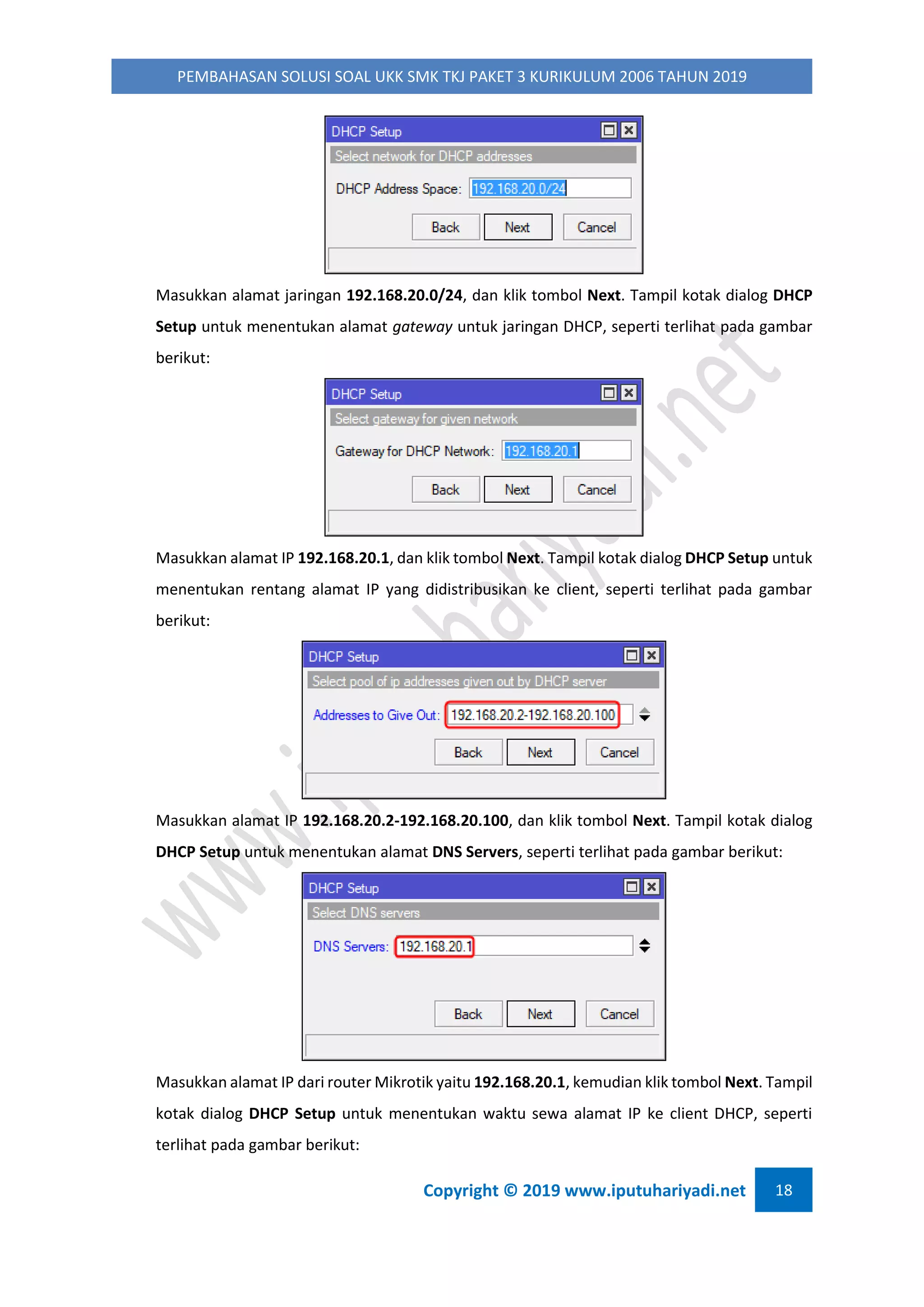 Pembahasan Solusi Soal UKK SMK TKJ Paket 3 Kurikulum 2006 Tahun 2019 | PDF