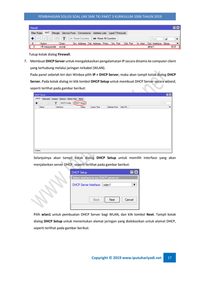 Pembahasan Solusi Soal UKK SMK TKJ Paket 3 Kurikulum 2006 Tahun 2019 | PDF