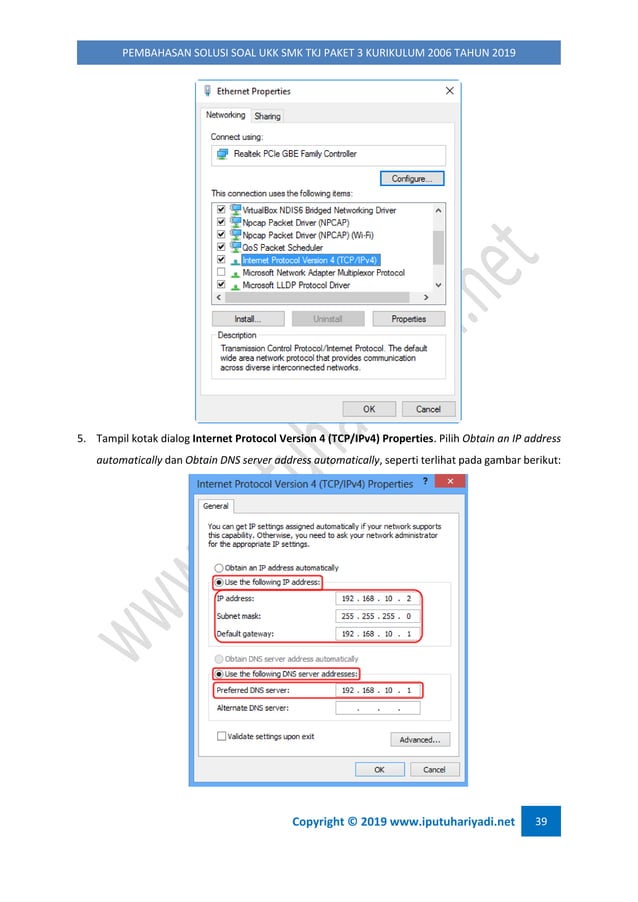 Pembahasan Solusi Soal UKK SMK TKJ Paket 3 Kurikulum 2006 Tahun 2019 | PDF